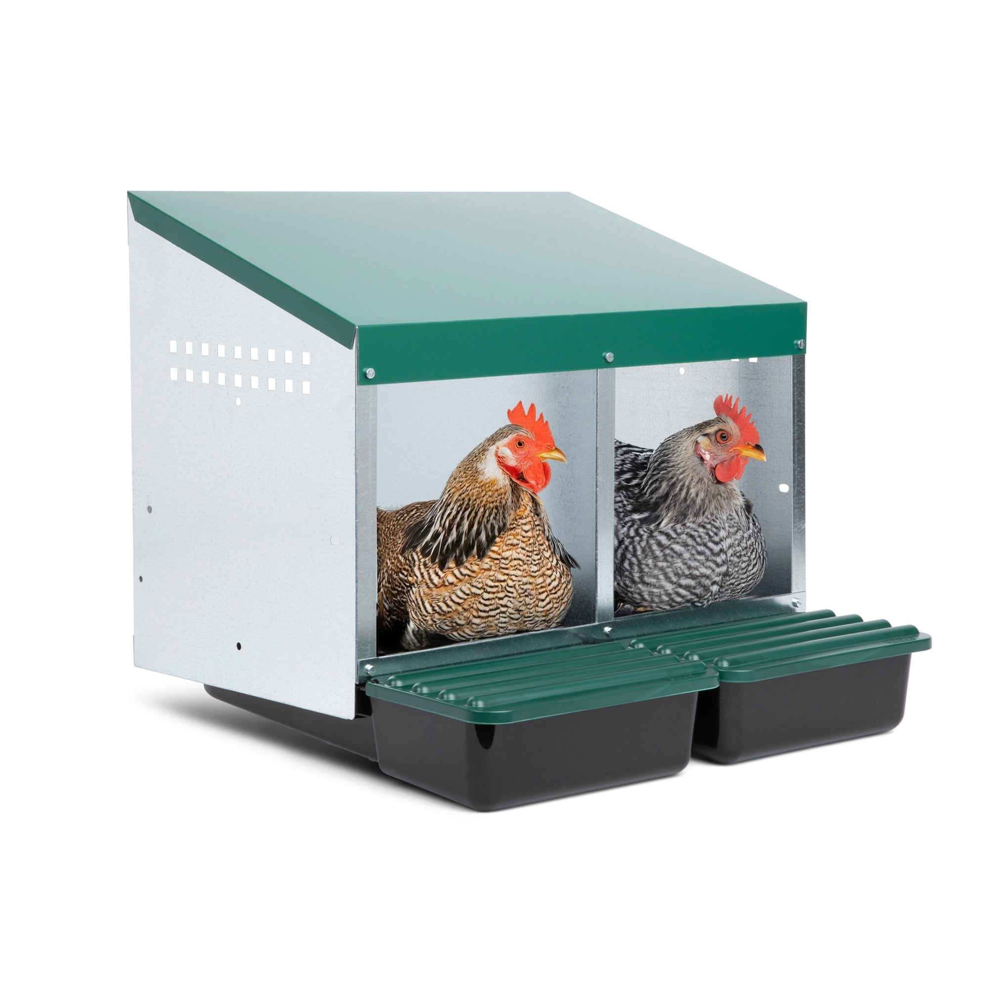 2 Compartment Roll Away/ Roll Out Chicken Nesting Box with Compact Tra