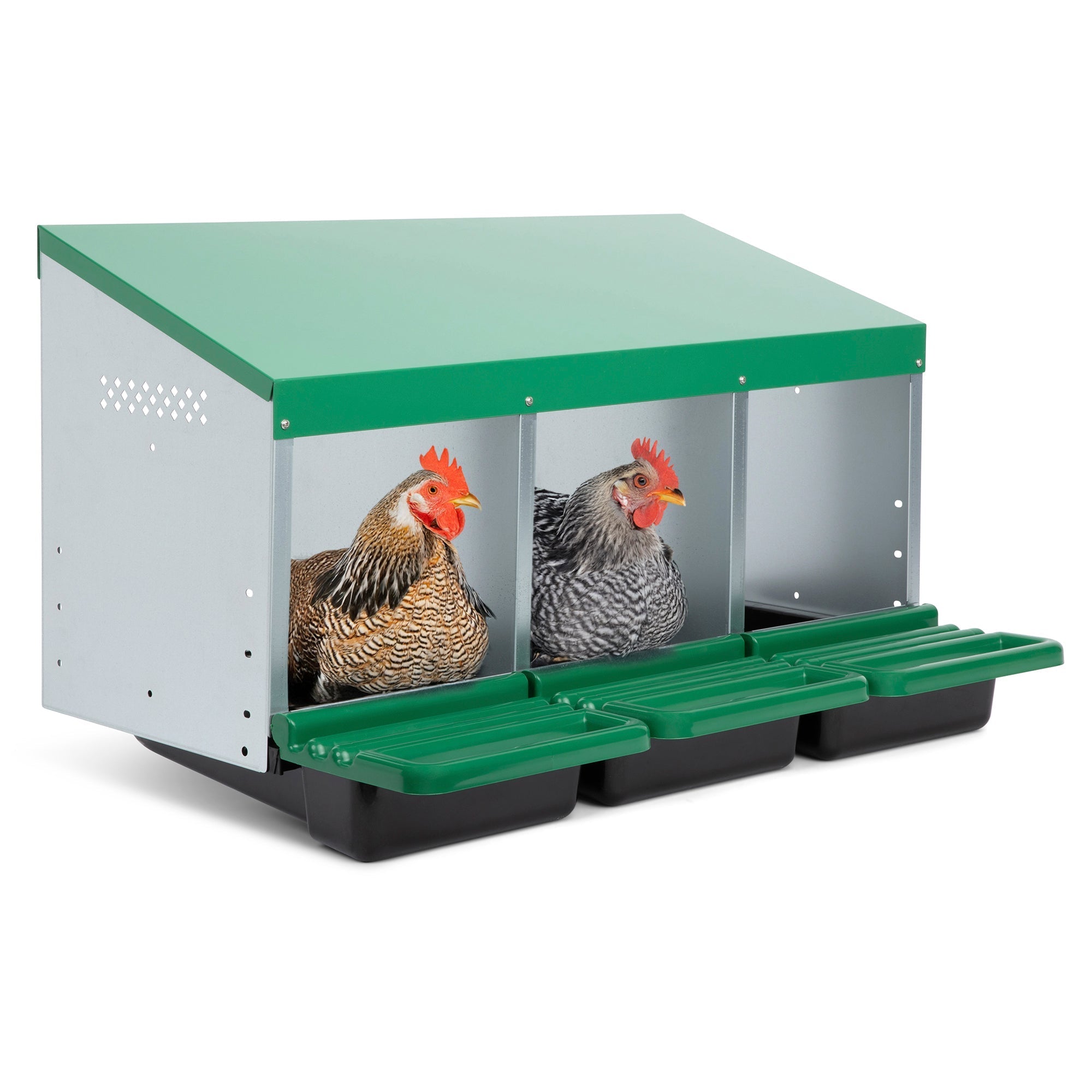 3 Compartment Roll Away/ Roll Out Chicken Nesting Box with Classic Tra